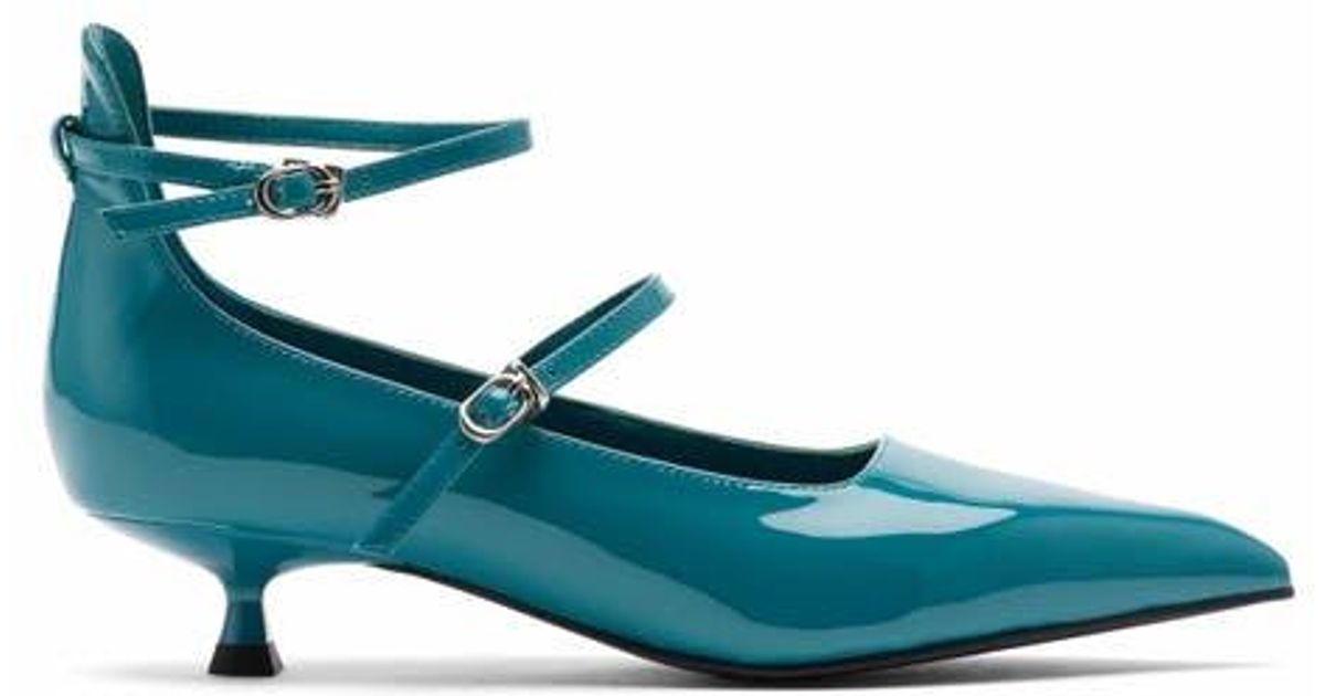 MARC NOLAN Paige Patent Leather Kitten Heels in Blue | Lyst