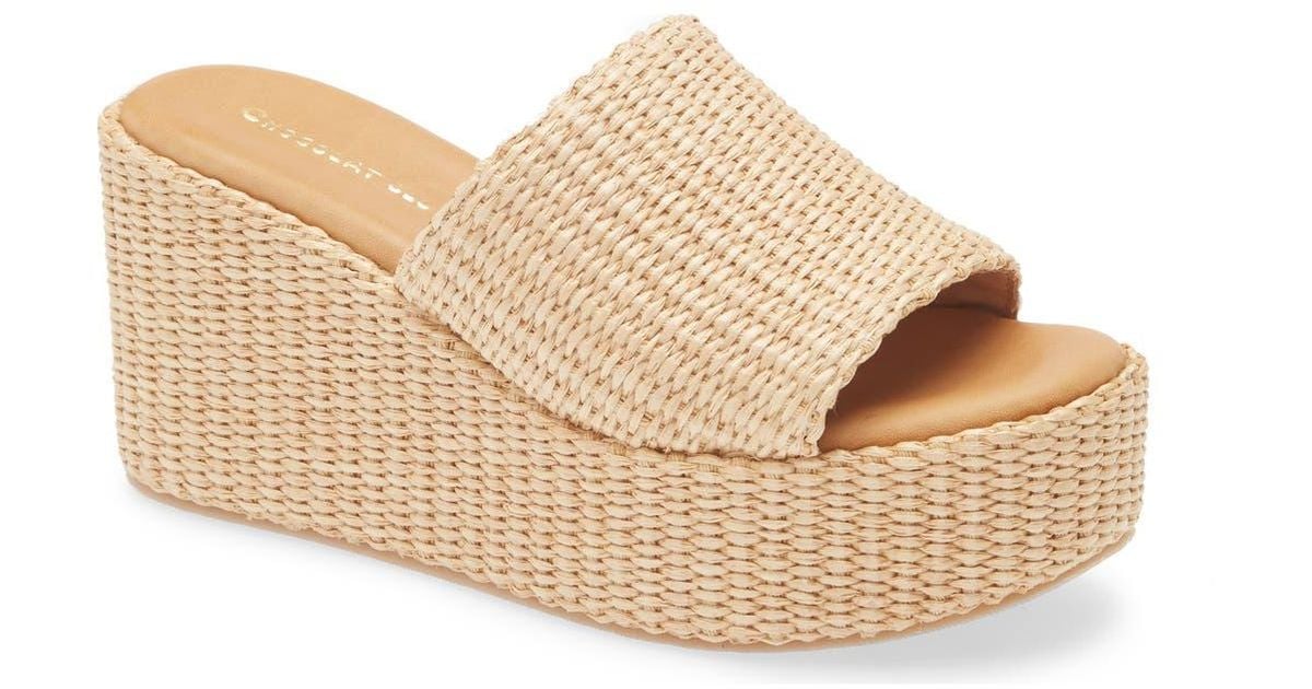 Chocolat Blu Jam Platform Wedge Sandal in Natural | Lyst
