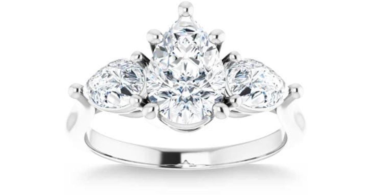Bliss Diamond 2Ct Tw Pear Shape Three Stone Diamond Engagement Ring in ...