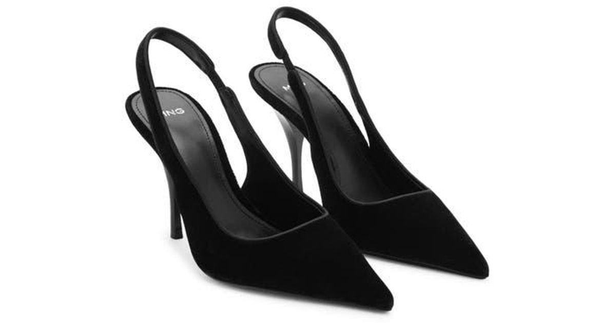 Mango Velvet Pointed Toe Slingback Pump in Black | Lyst