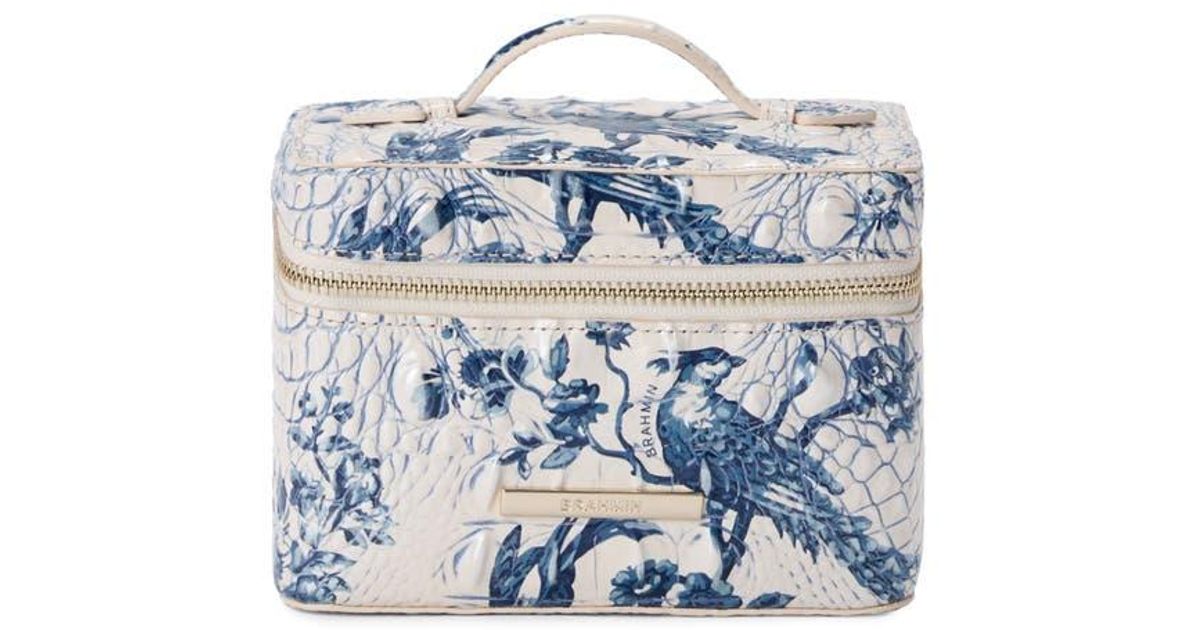 Brahmin Small Charmaine Croc Embossed Leather Train Case in Blue | Lyst