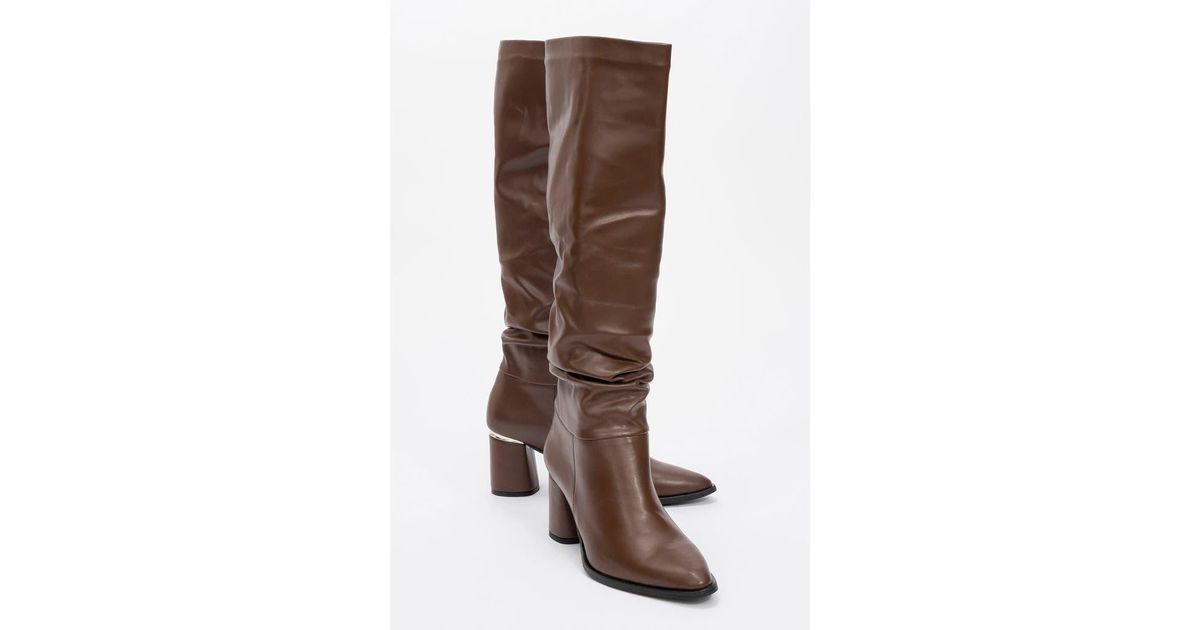 Prologue Shoes Vianella Block Heel Knee High Boot in Brown | Lyst