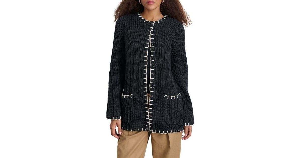 Alex Mill Mae Whipstitch Detail Wool Blend Cardigan With Removable ...