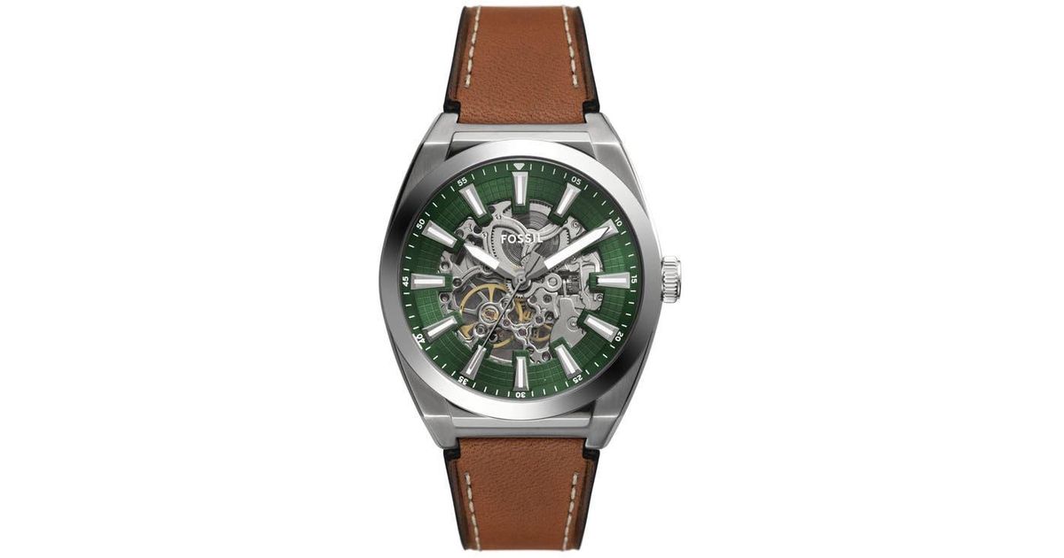 Fossil Everett Leather Strap Watch, 42Mm in Gray for Men | Lyst