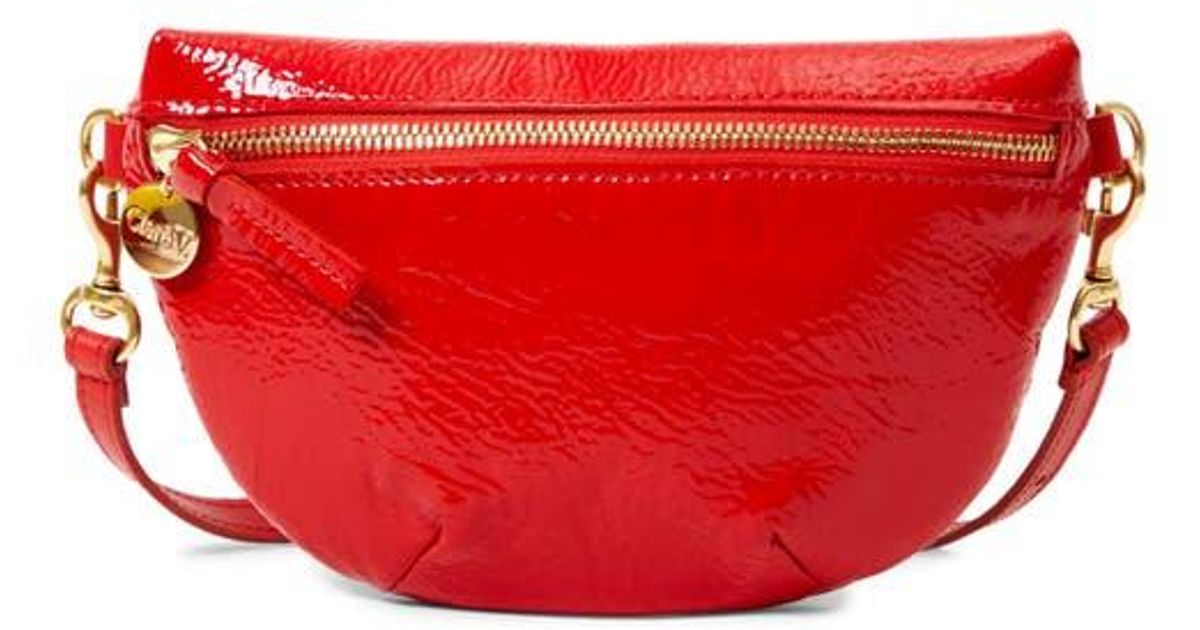 Clare V. Petite Patent Leather Belt Bag in Red | Lyst
