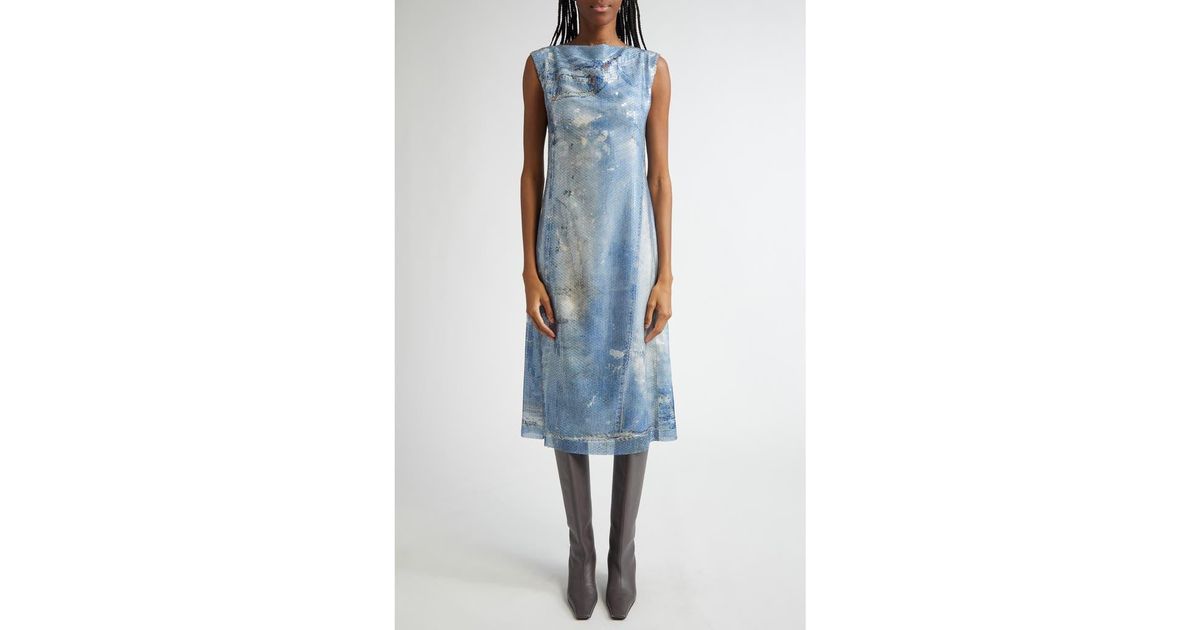 Acne Studios Dayda Trompe L'Oeil Sequin Georgette Midi Dress in Blue | Lyst