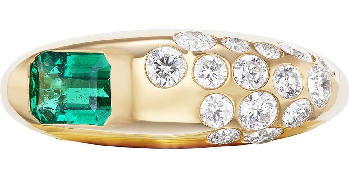 UNIFORM OBJECT Dowry 18K Emerald Cut Emerald & Diamond Ring in Metallic ...