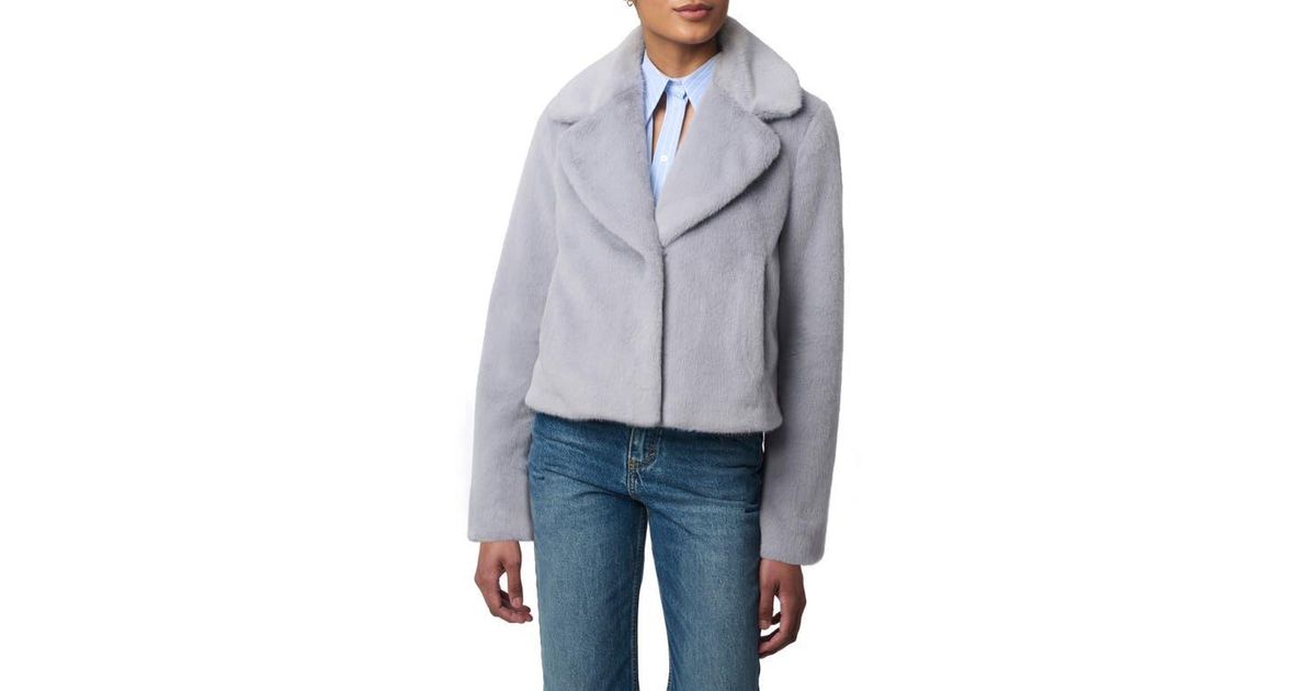 Bernardo Short Faux Fur Coat in Gray | Lyst