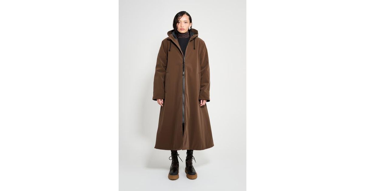 Stutterheim Mosebacke Long Matte Winter Coat in Brown | Lyst