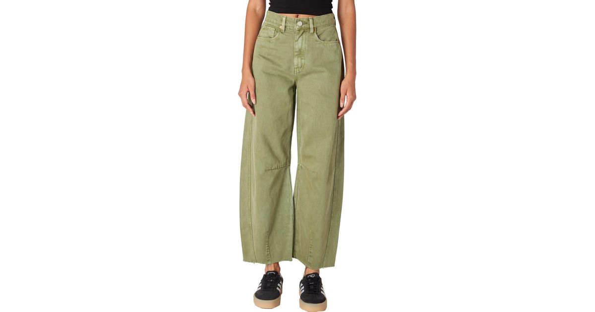 Blank NYC Raw Hem Barrel Leg Jeans in Green | Lyst
