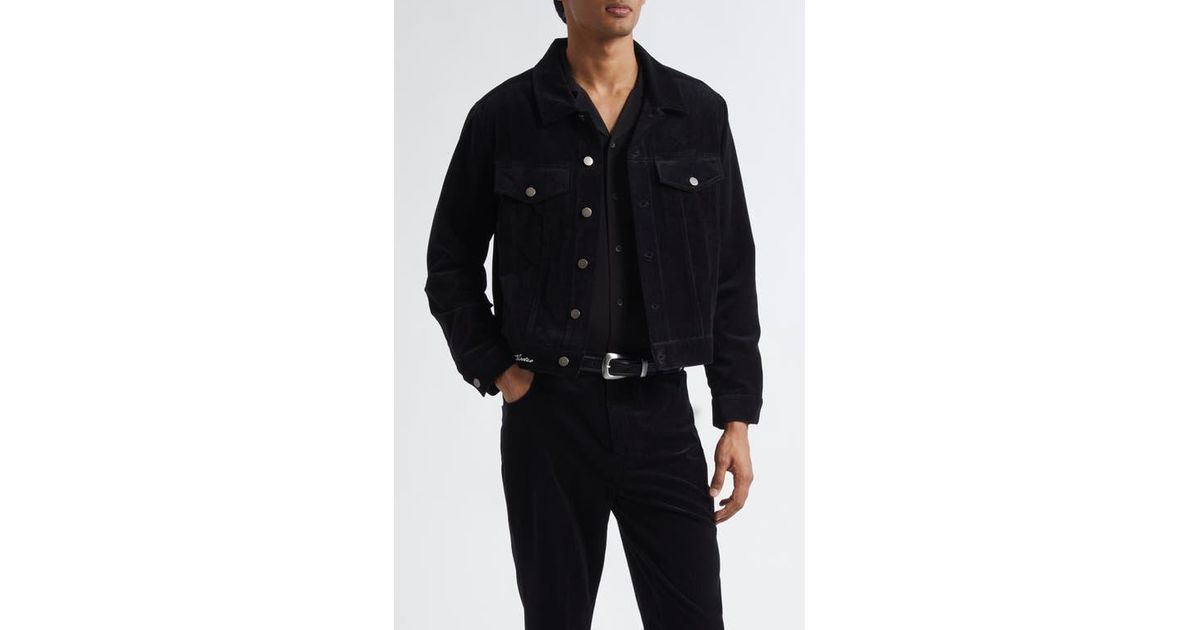 MIDNIGHT RODEO Embroidered Velvet Trucker Jacket in Blue for Men | Lyst