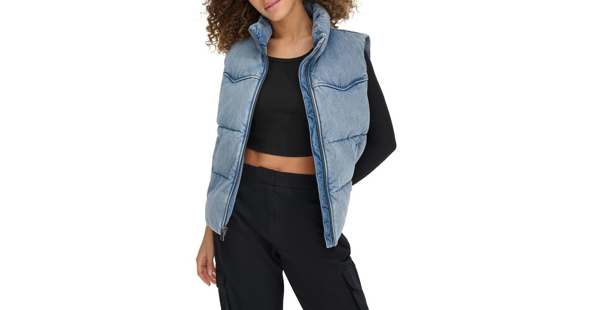 Levi's Arcuate Denim Puffer Vest in Black | Lyst