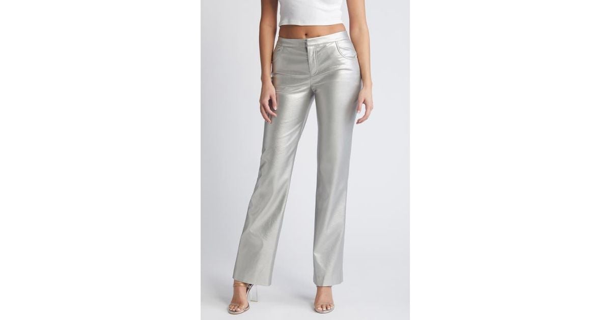 Mistress Rocks Faux Leather Straight Leg Pants in Metallic | Lyst