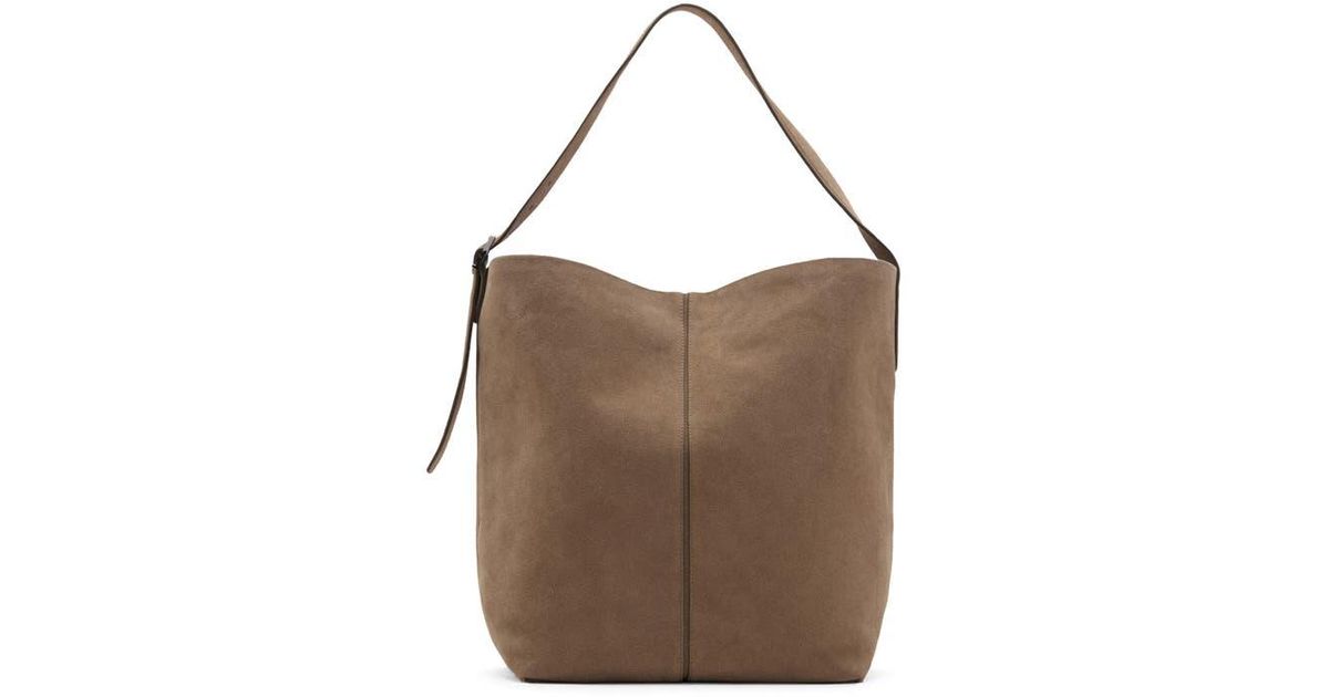Mango Suede Tote Bag in Brown | Lyst