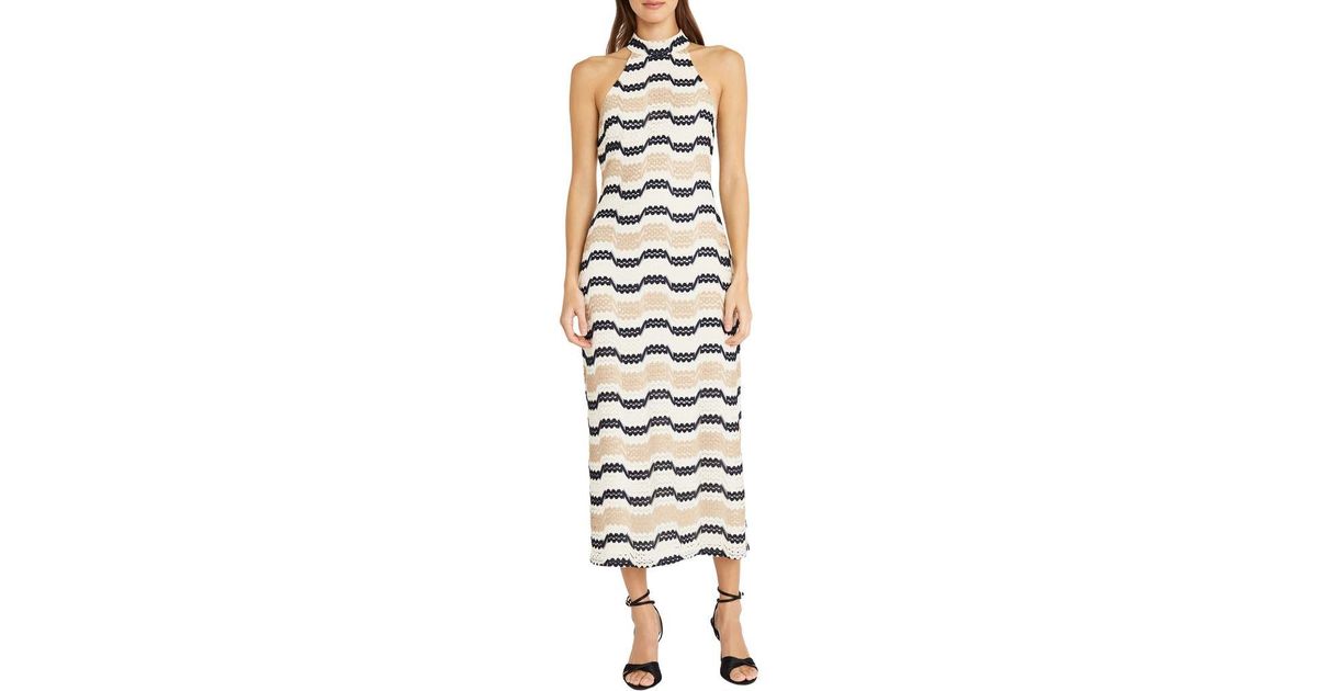 DONNA MORGAN FOR MAGGY Stripe Knit Midi Dress in Metallic | Lyst