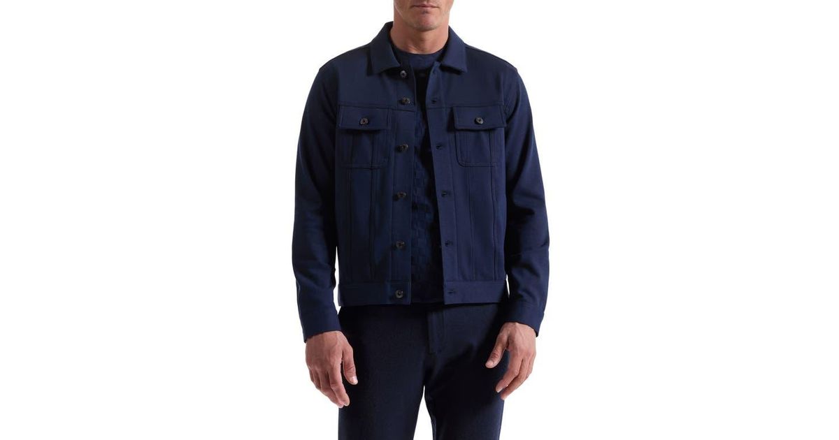 Bugatchi Knit Trucker Jacket in Blue for Men | Lyst