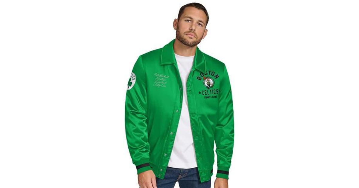 Tommy Hilfiger Boston Celtics Jacob Chain Stitch Applique Full-Snap ...