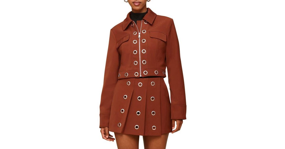 Avec Les Filles Grommet Crop Jacket in Red | Lyst