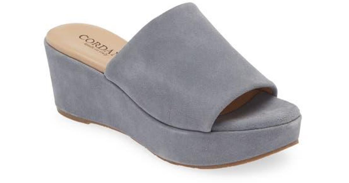 Cordani Riley Platform Wedge Slide Sandal in Gray | Lyst
