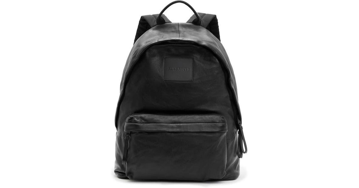 AllSaints Carabiner Leather Backpack in Black | Lyst