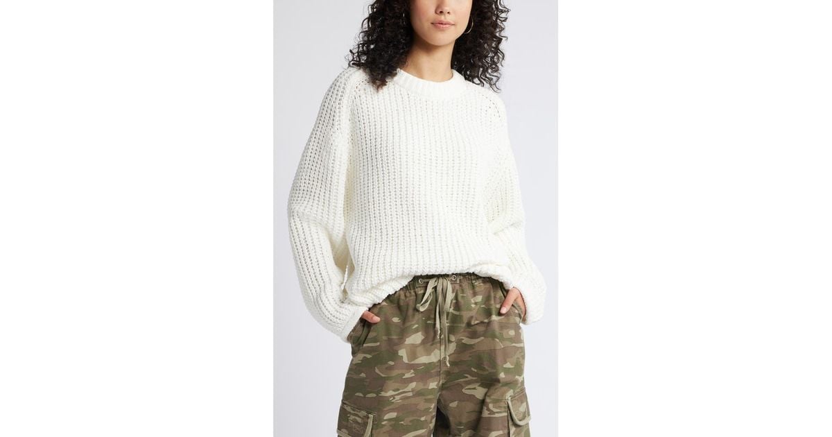BP. Slouchy Chenille Pullover Sweater in White | Lyst