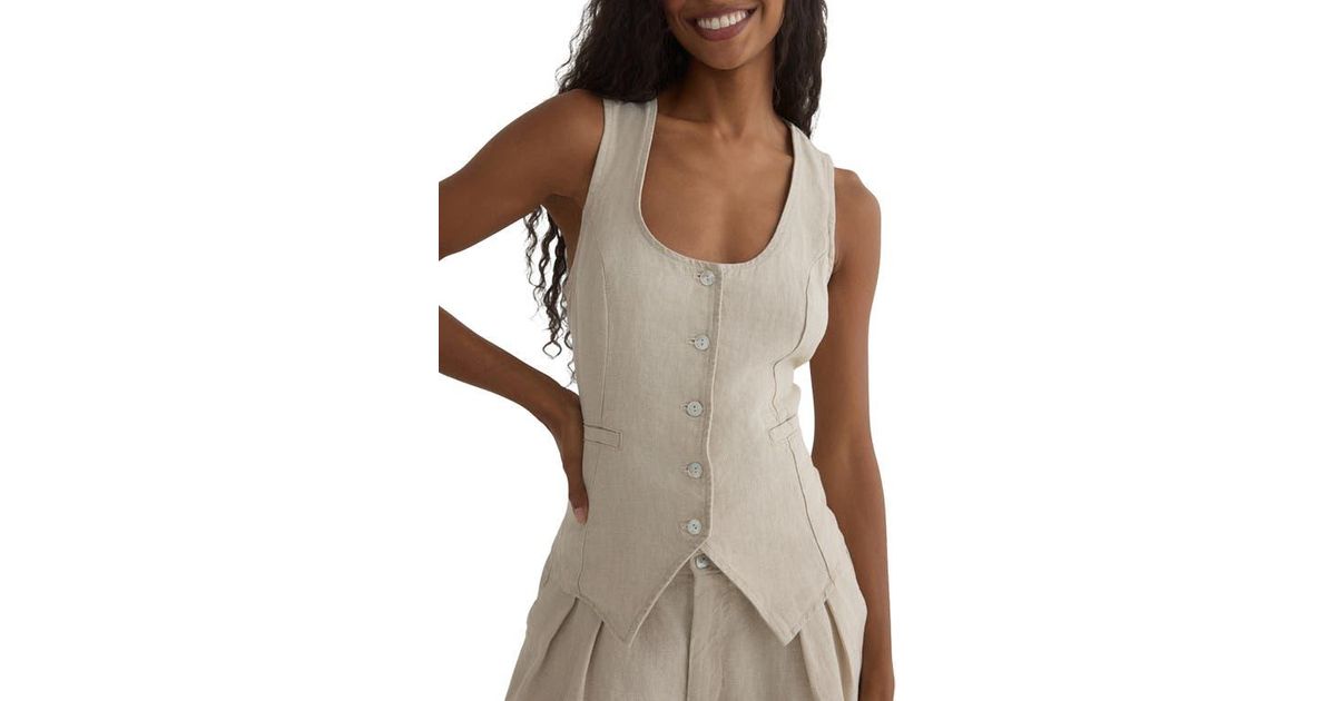Bella Dahl Belted Back Linen Vest in Brown | Lyst