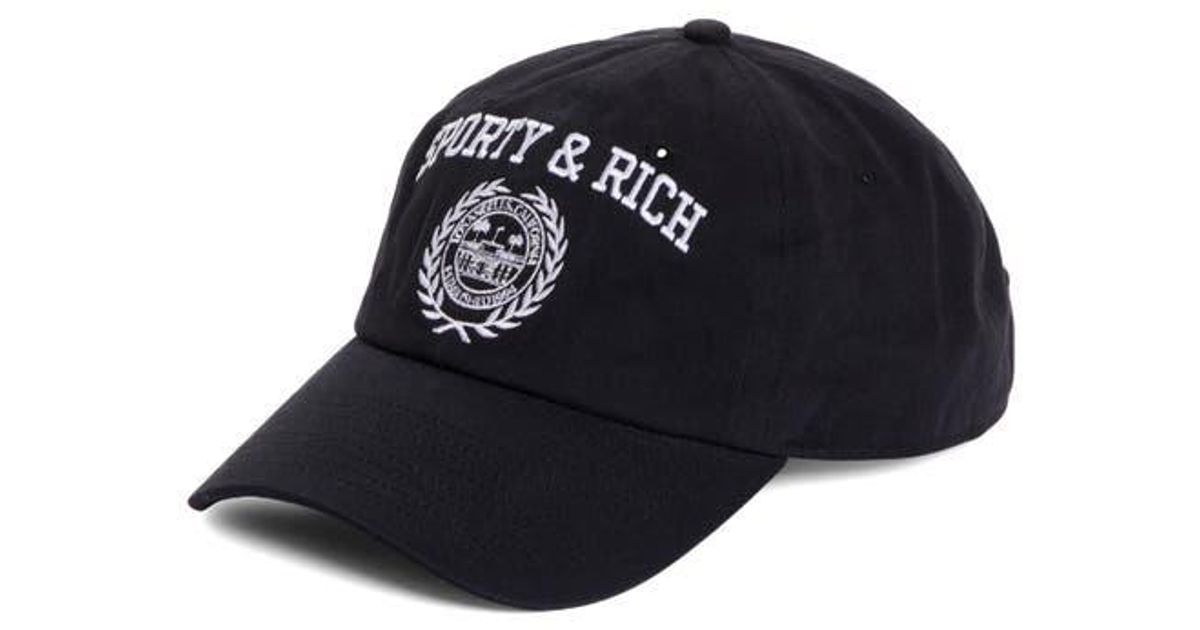 Sporty & Rich Varsity Crest Embroidered Baseball Cap in Black | Lyst