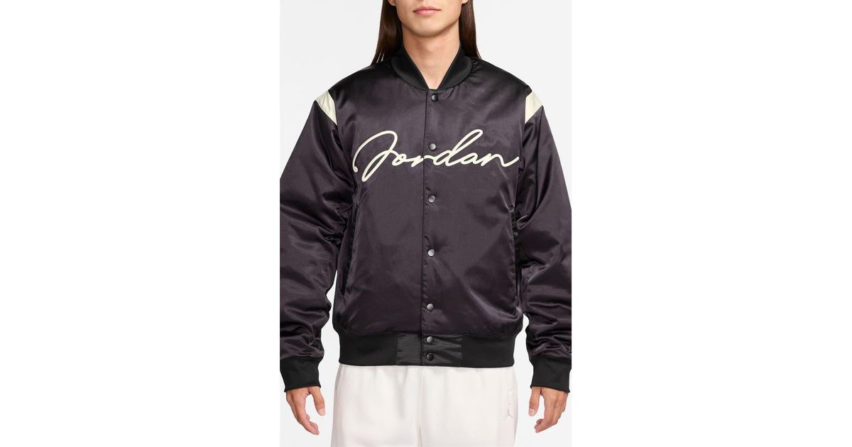 Nike Mvp Stretch Satin Varsity Jacket in Black for Men | Lyst