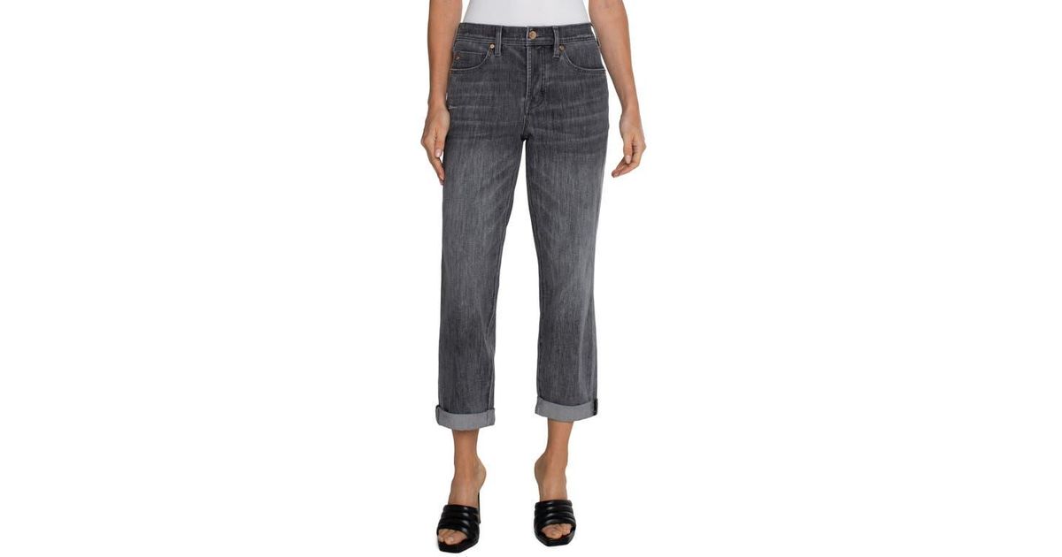 Liverpool Los Angeles The Keeper Cuff Boyfriend Jeans in Blue | Lyst