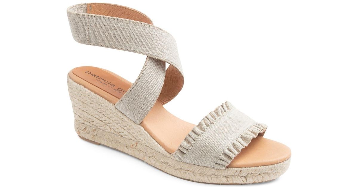 Patricia Green Easton Ankle Wrap Platform Wedge Sandal in Metallic | Lyst