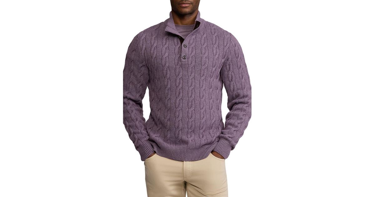 Ralph Lauren Ralph Lauren Label Cashmere Cable Stitch Half Button ...