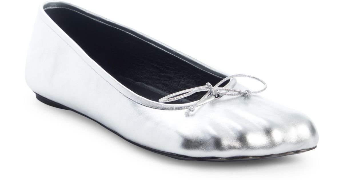 Balenciaga Fetish Metallic Ballerina Flat In White Lyst