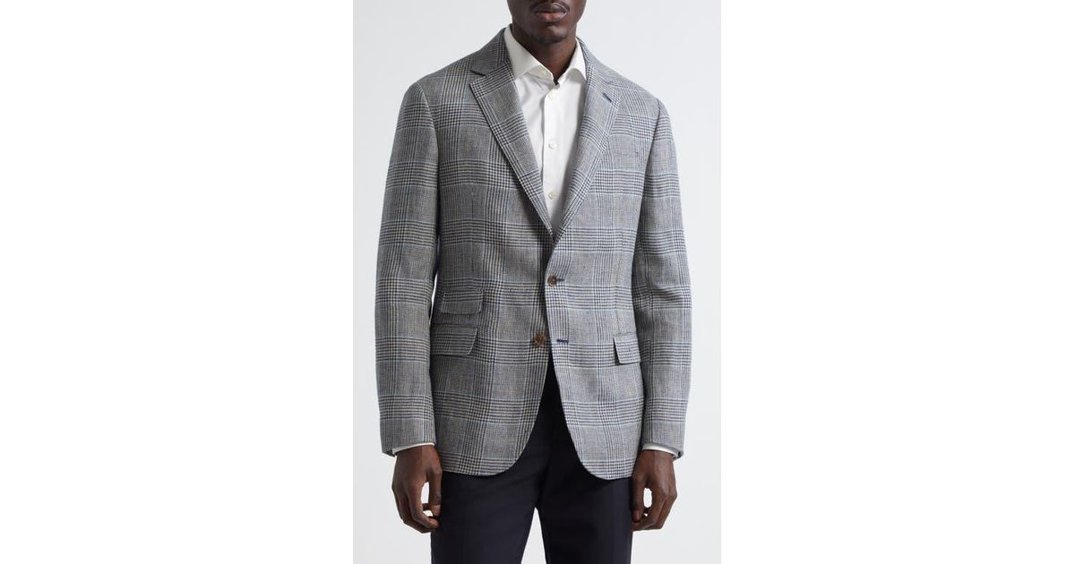 Ralph Lauren Kent Hand Tailored Plaid Linen Blazer in Gray for Men | Lyst
