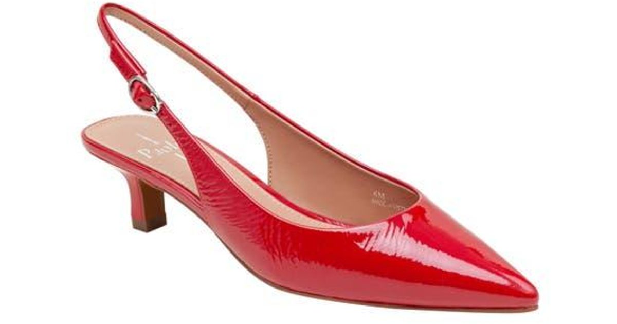 Linea Paolo Cecil Slingback Pointed Toe Kitten Heel Pump in Red | Lyst
