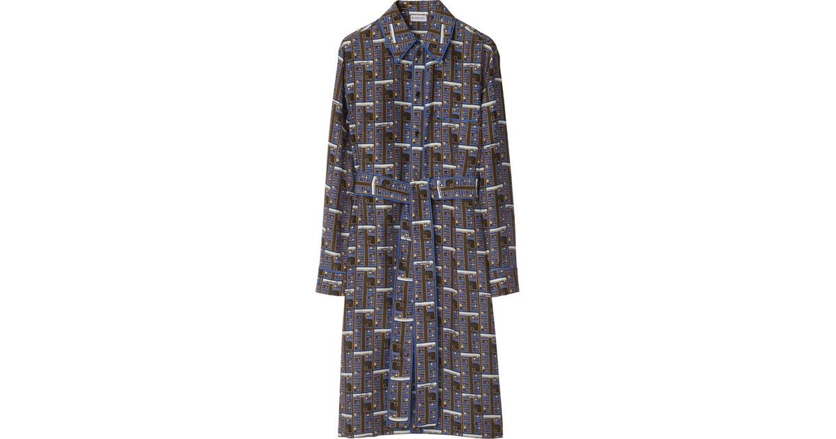 Burberry Bus Silk Shirt Dress in Blue | Lyst