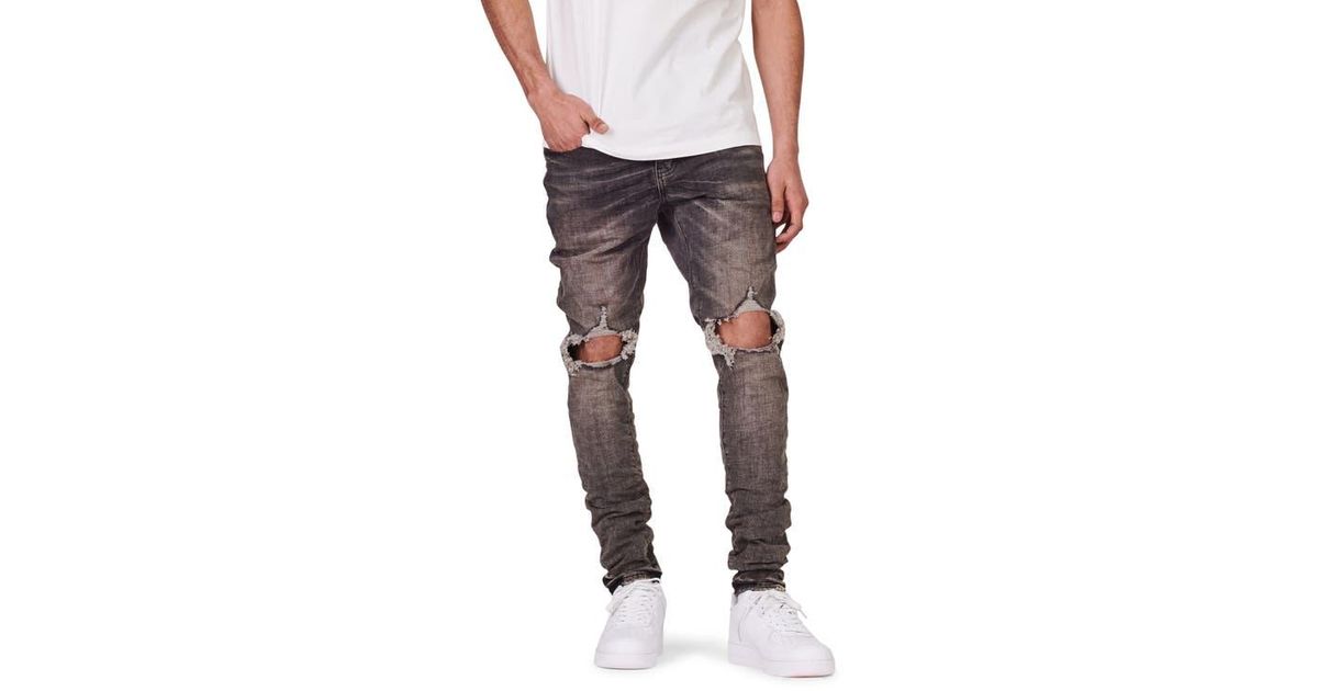 Purple Brand Ripped Stretch Skinny Jeans in Black for Men | Lyst