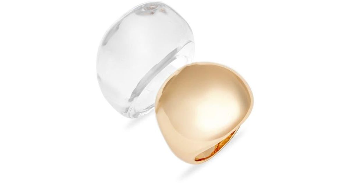 Open Edit Set Of Two Domed Rings in White | Lyst