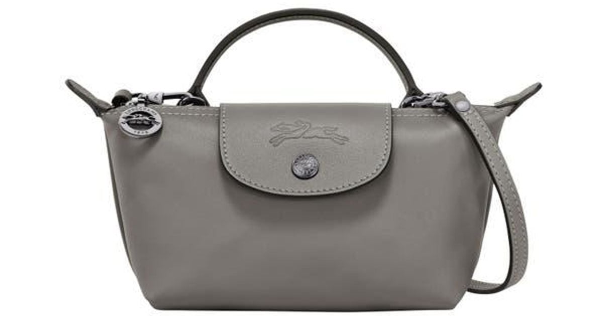 Longchamp Extra Small Le Pliage Xtra Leather Clutch in Gray | Lyst