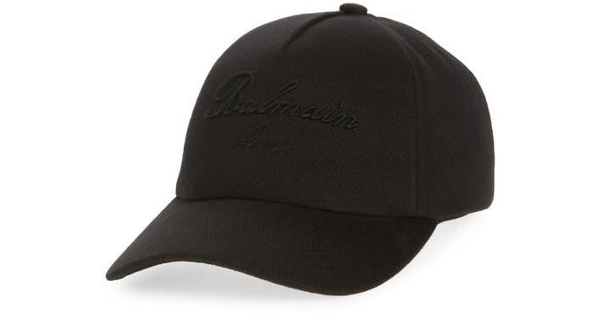Balmain Signature Cotton Twill Baseball Cap in Black for Men | Lyst