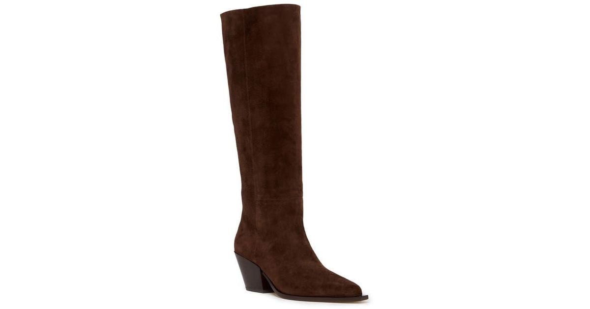 PAIGE Lillian Pointed Toe Knee High Boot in Brown | Lyst