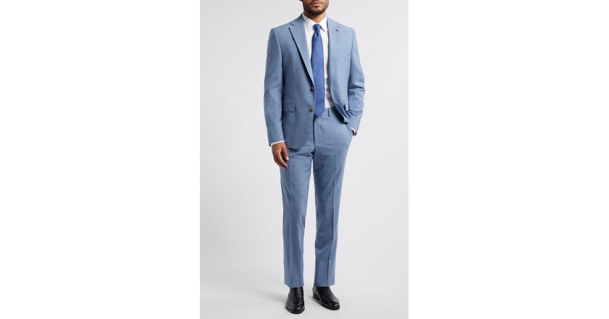 Jack Victor Esprit Mixy Check Stretch Wool Suit in Blue for Men | Lyst