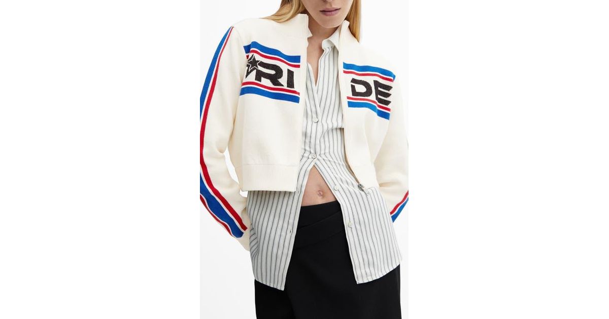 Mango Racing Crop Cardigan in Black | Lyst