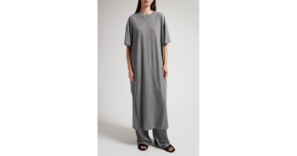 The Row Simo Oversize Cotton Maxi T-Shirt Dress in Gray | Lyst