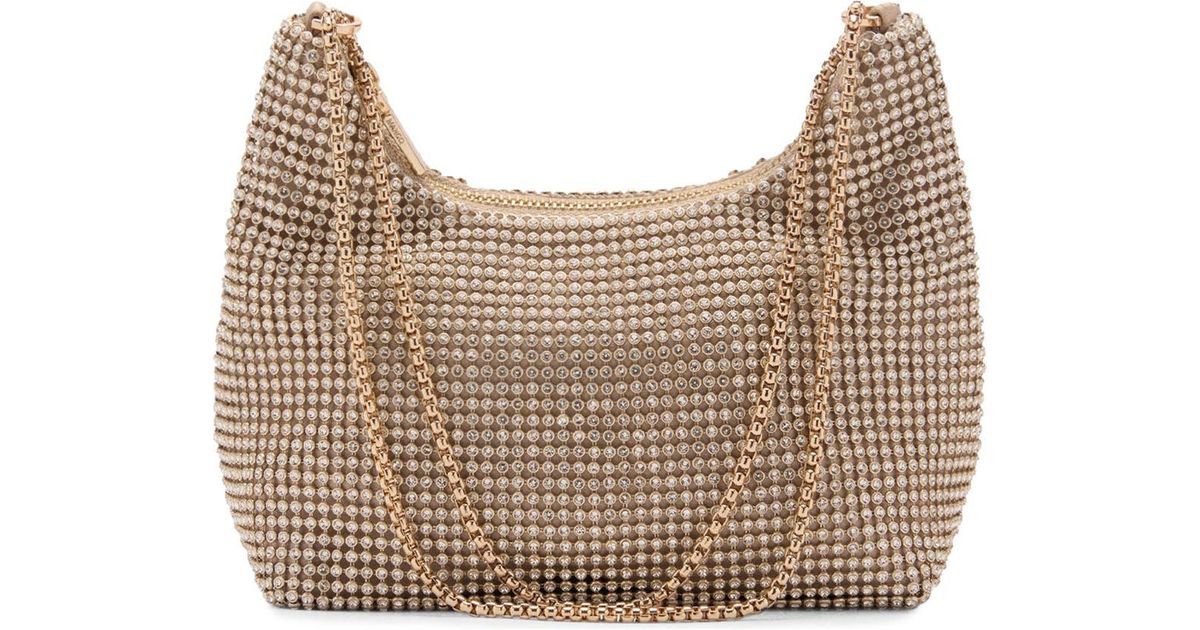 Mango Crystal Mesh Chain Strap Shoulder Bag in Natural | Lyst