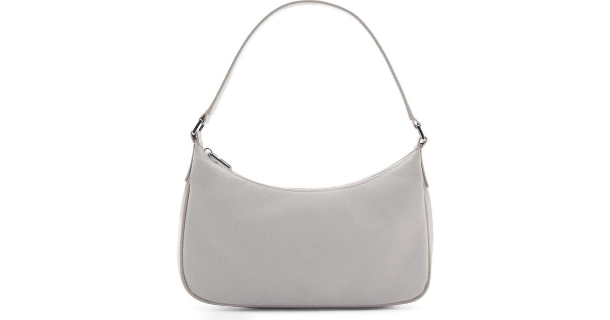 Mango Small Nylon Shoulder Bag in Gray | Lyst