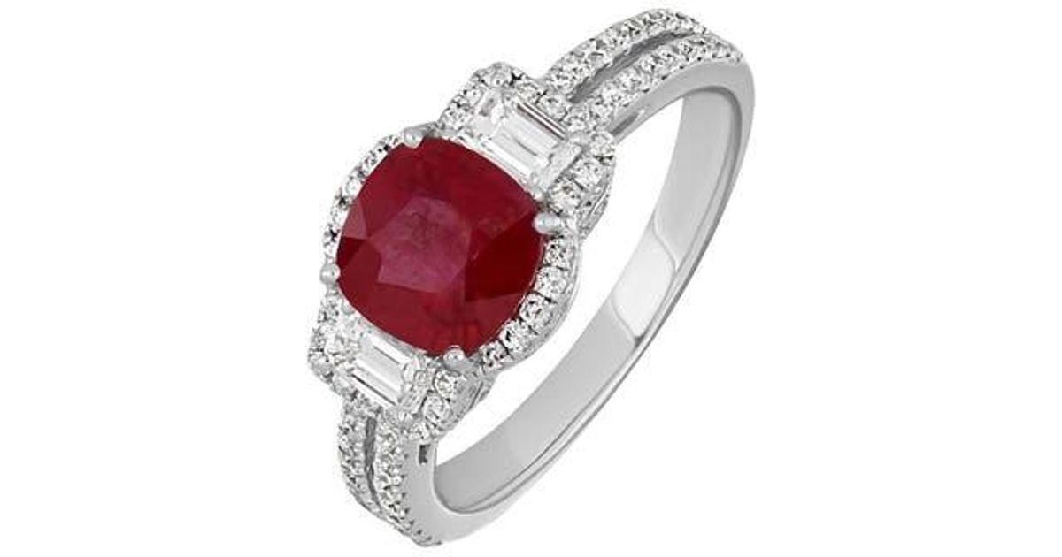 Bony Levy El Mar Cushion Cut Ruby & Diamond Ring in Red | Lyst