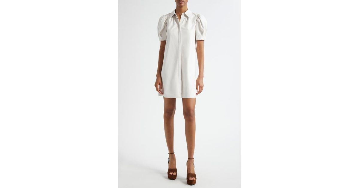 Alice + Olivia Jem Faux Leather Shift Dress in White | Lyst