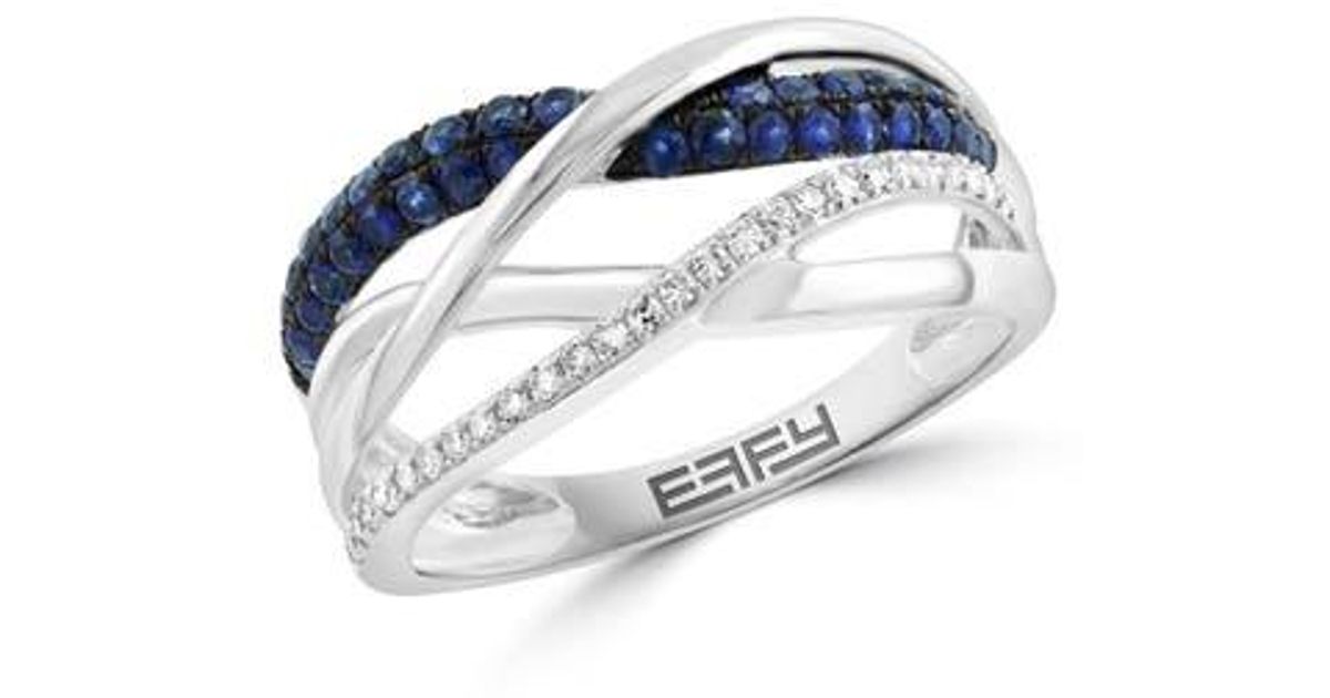 Effy Sterling Sapphire & Diamond Multi Band Ring in Blue | Lyst