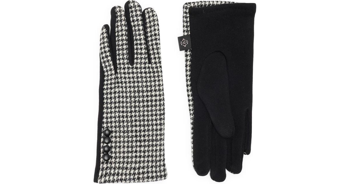 Nanette Lepore Houndstooth Button Gloves in Black | Lyst