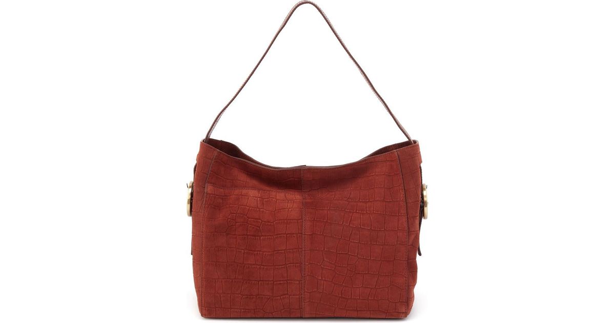 Hobo International Render Croc Embossed Leather Shoulder Bag in Red | Lyst